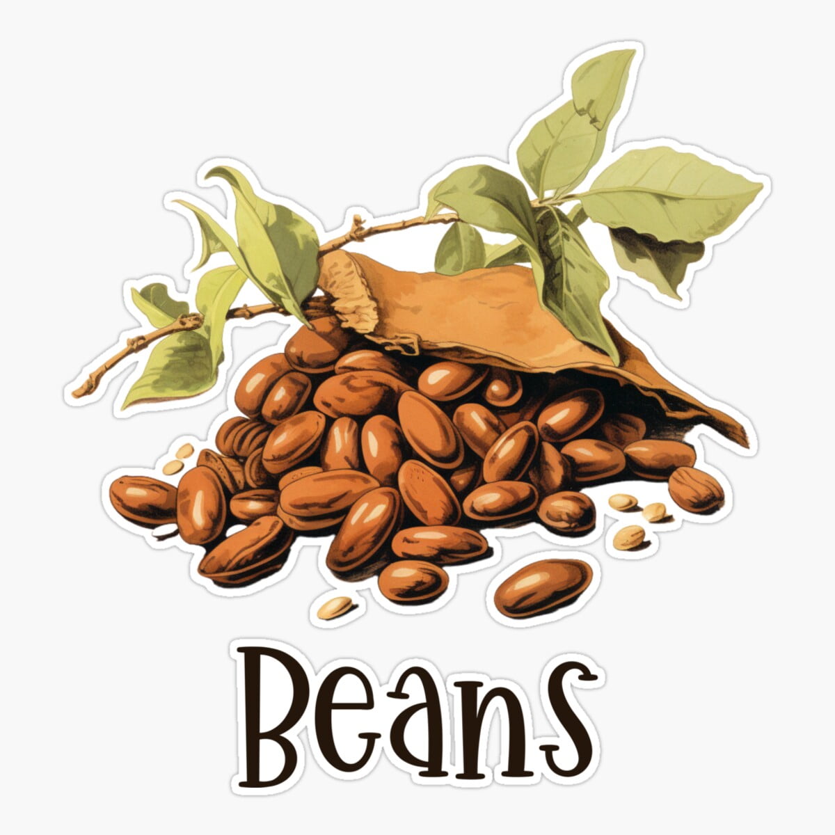 Maneki Hand Drawn Illustration O Beans Sticker, Phone Decal Water ...