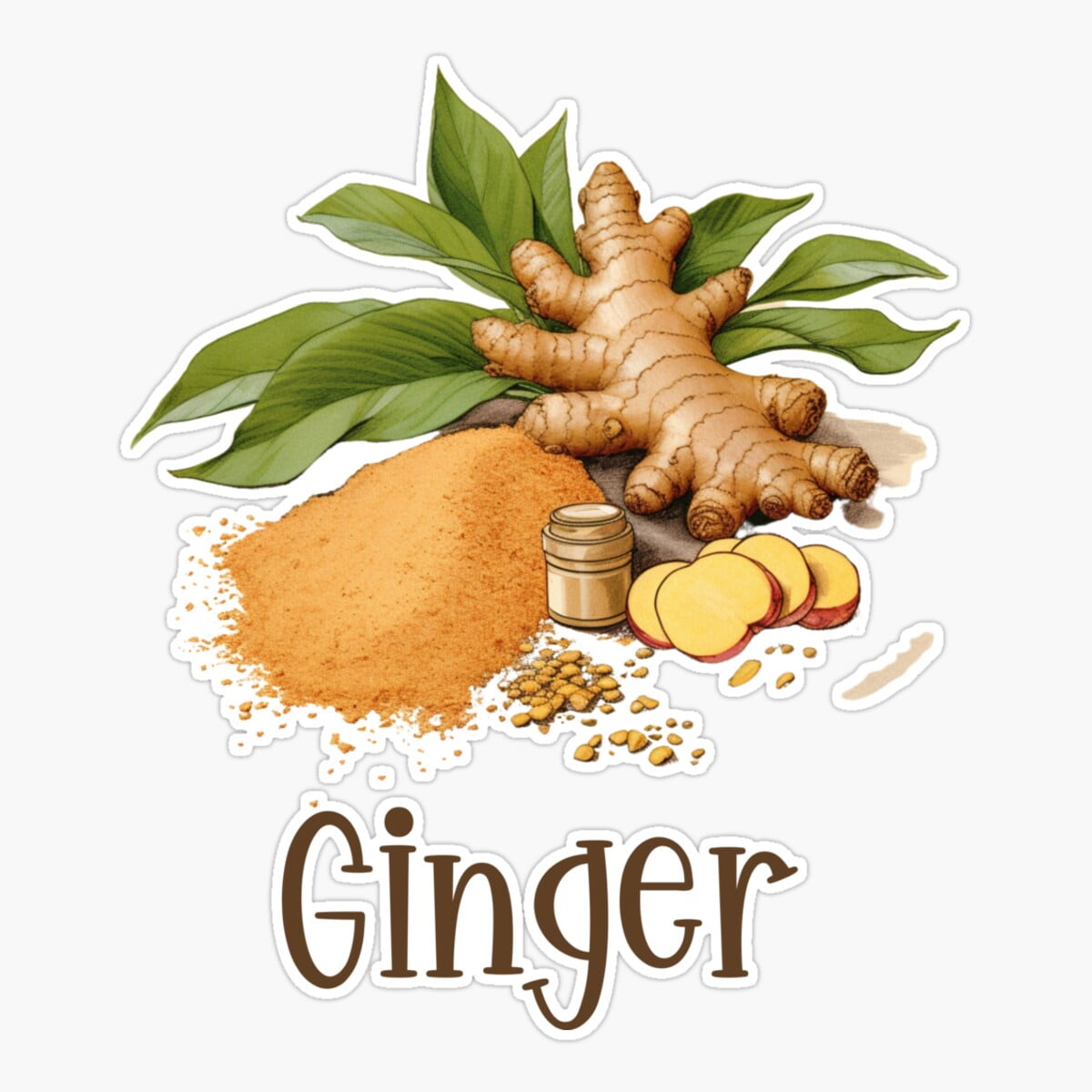 Maneki Hand Drawn Illustration O Ginger Sticker, Phone Decal Water ...