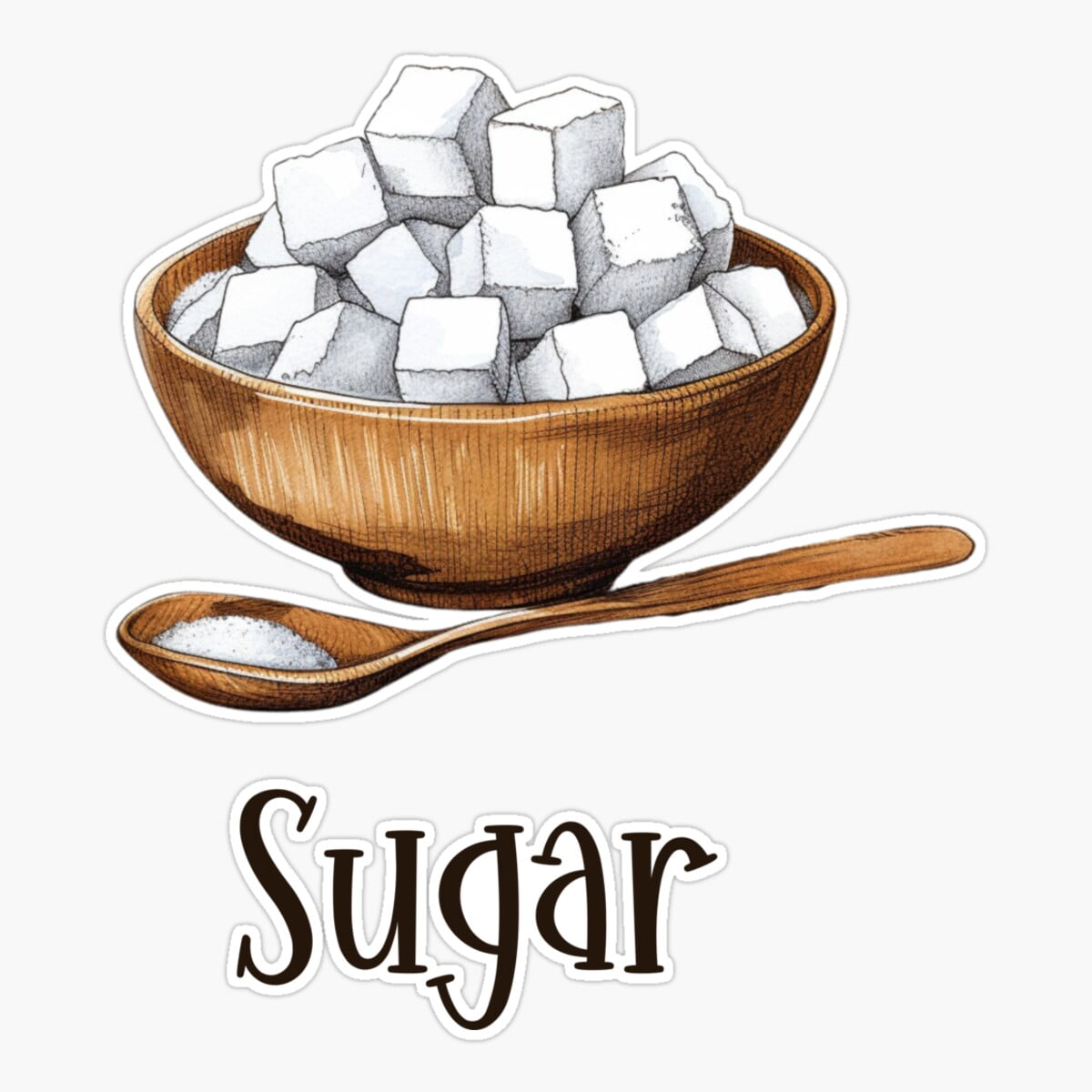 Maneki Hand Drawn Illustration O Sugar Sticker, Phone Decal Water ...