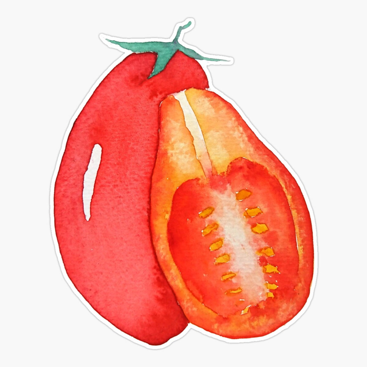 Maneki Hand Painted Red Grape Tomato Watercolor Sticker, Phone Decal ...