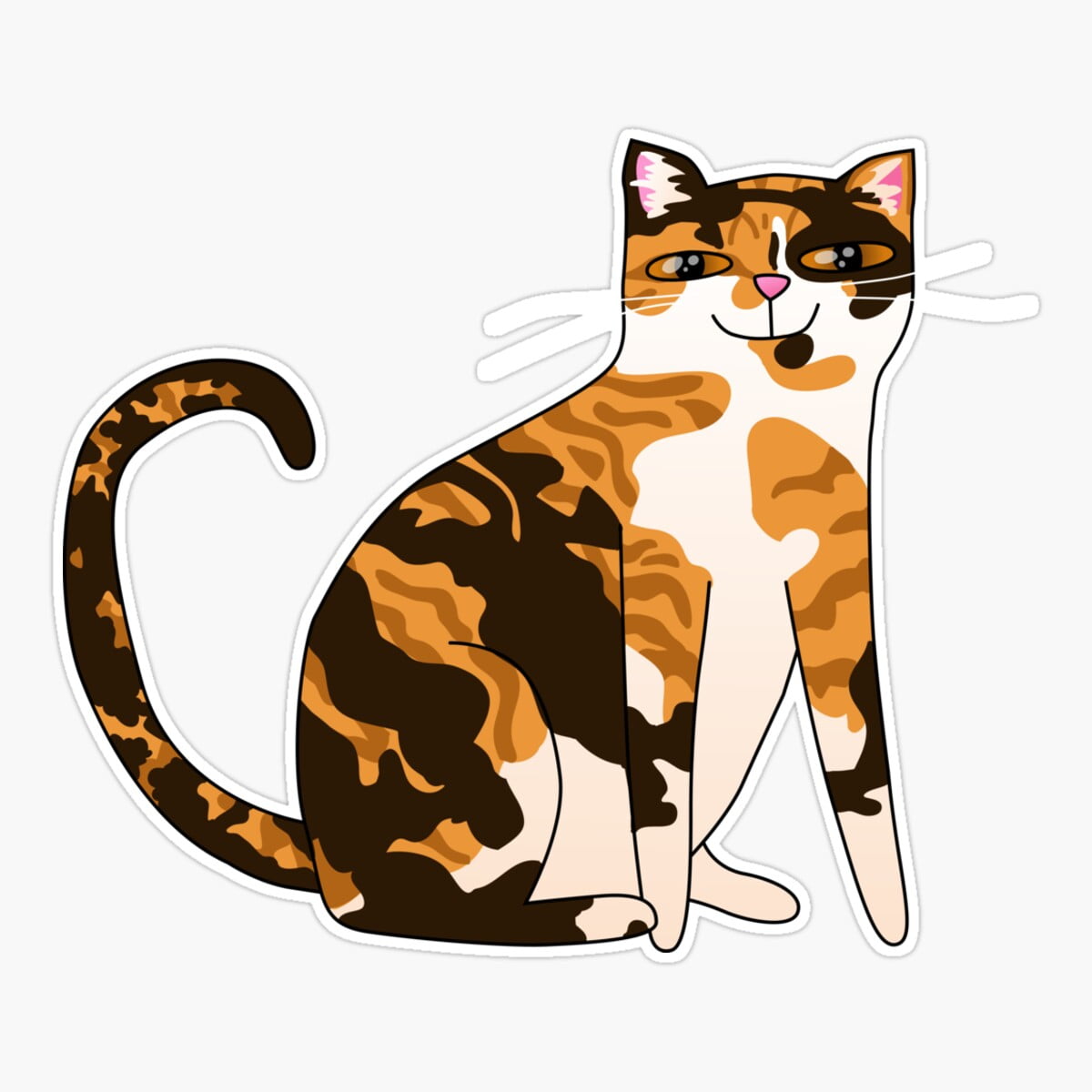 Maneki Happy Calico Cat Sticker, Phone Decal Water Bottle Stickers Car ...