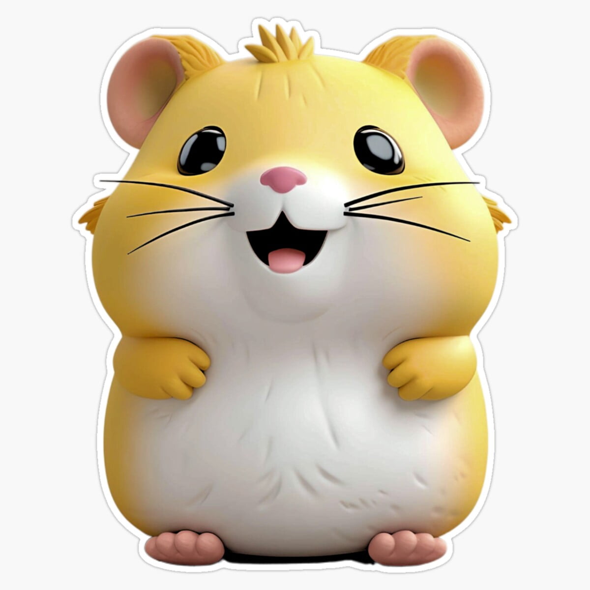 Maneki Happy Cute Hamster Smile Yellow Kawaii Kids And Kids-At-Heart Er ...