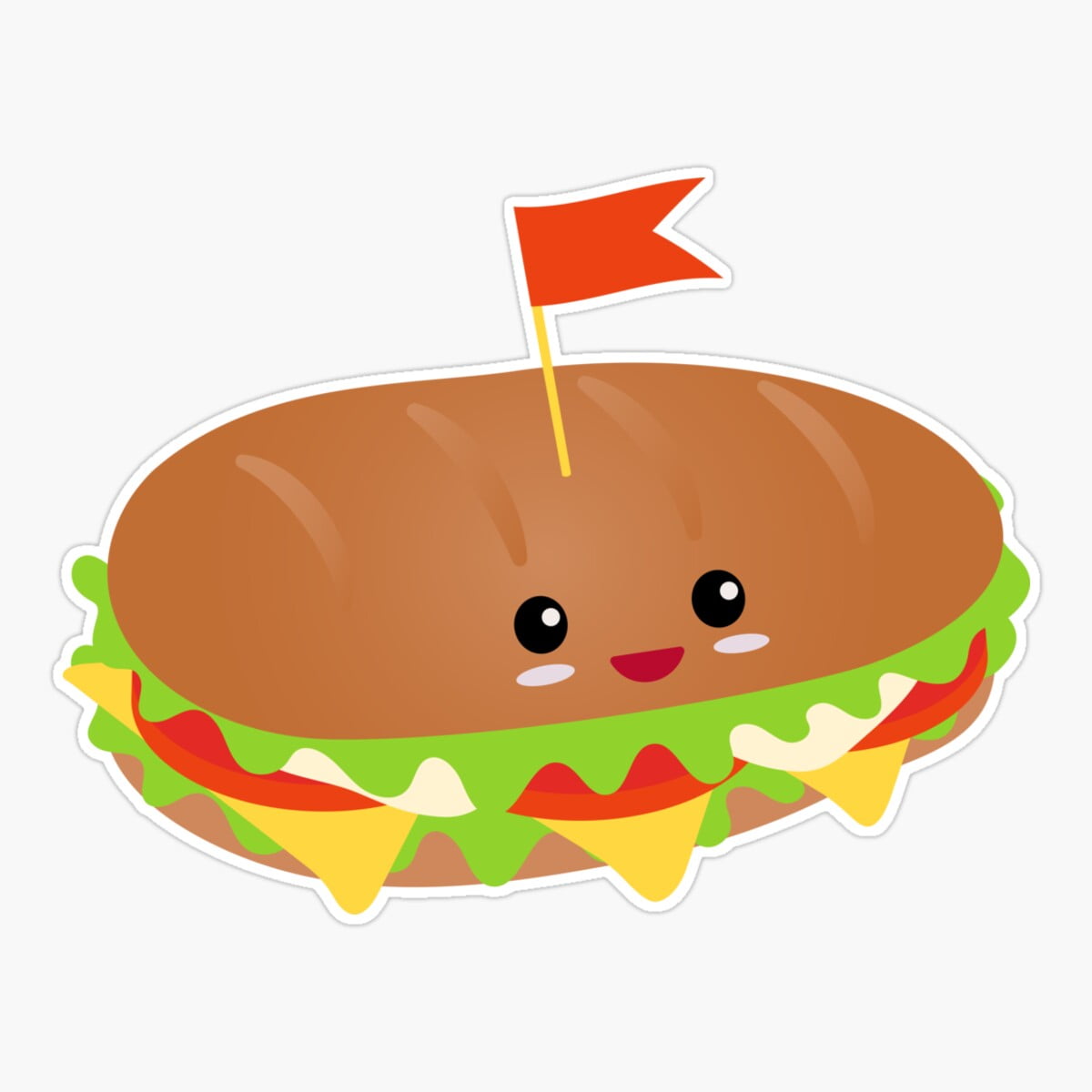 Maneki Happy Cute Kawaii Sub Sandwich Sticker Sticker, Phone Decal ...