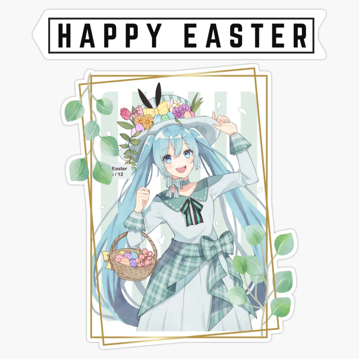 Maneki Happy Easter Anime Girl Er, Phone Decal Water Bottle Stickers ...