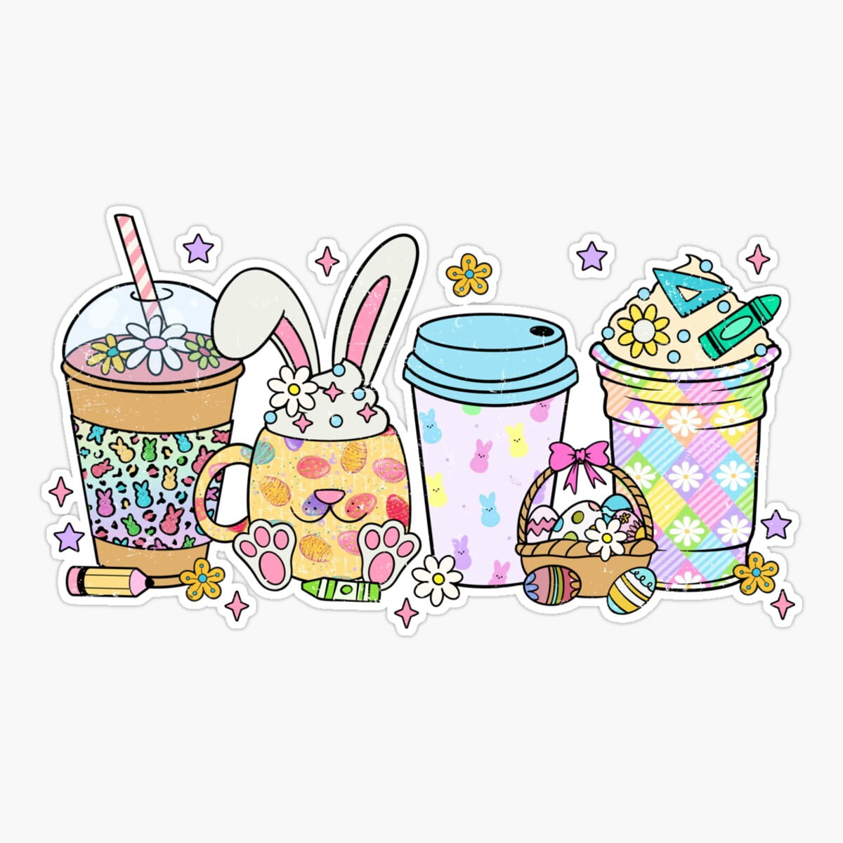 Maneki Happy Easter Bunny Coee Lover Latte Iced Coee Easter Day er ...
