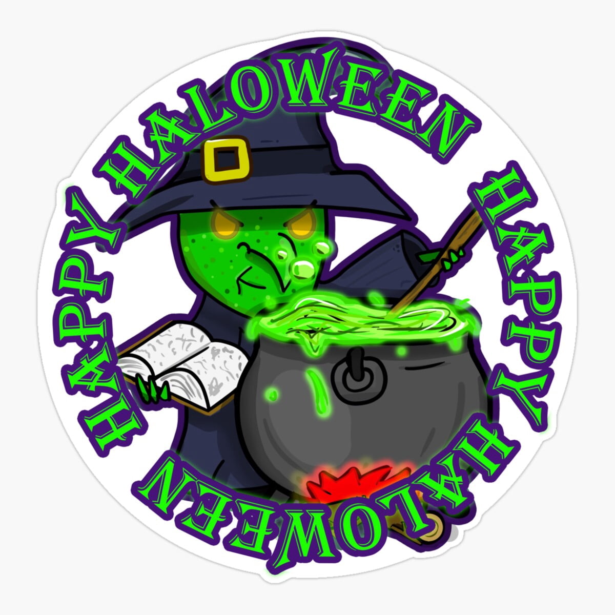 Maneki Happy Haloween Scary Witch Sticker, Phone Decal Water Bottle ...