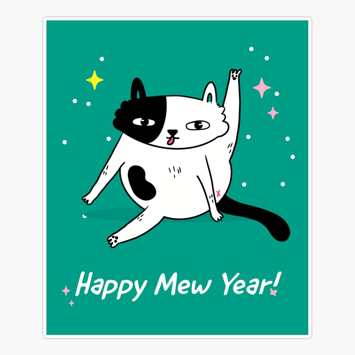Maneki Happy Mew Year - Cat Shows O Its Best Et Sticker, Phone Decal ...