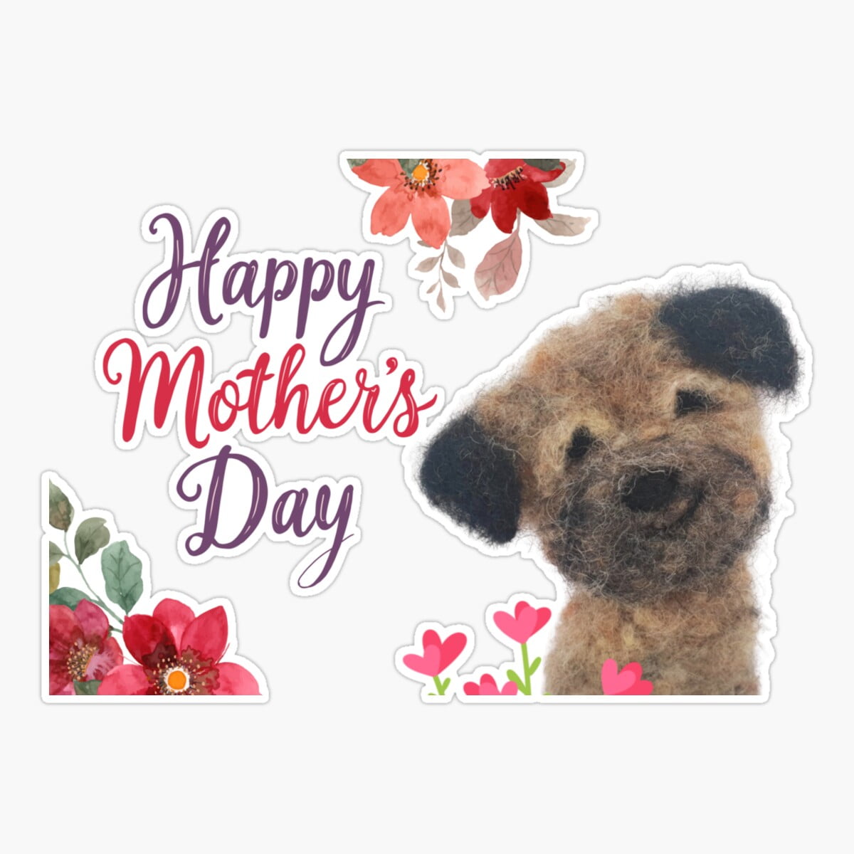 Maneki Happy Mother'S Day Floral Border Terrier Er, Phone Decal Water ...