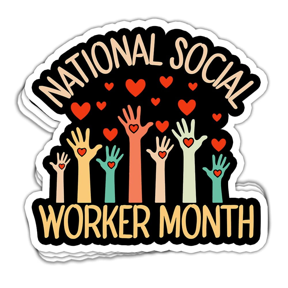 Maneki Happy National Social Worker Month Sticker Funny Social Worker ...