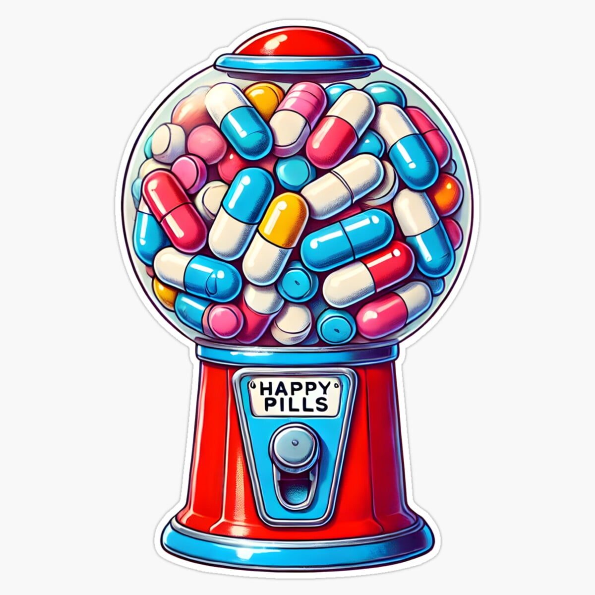 Maneki Happy Pills Graphic Er, Phone Decal Water Bottle Stickers Car ...