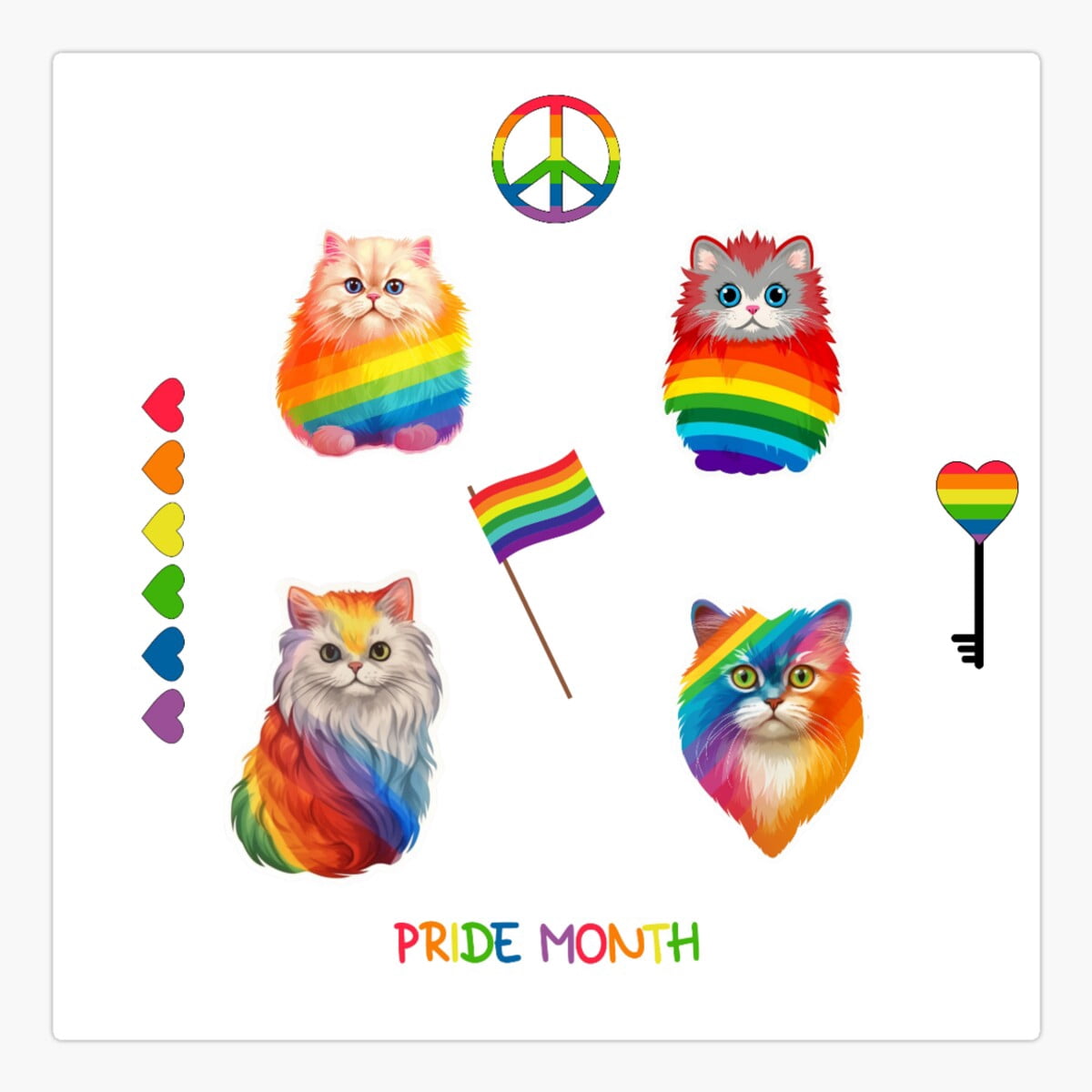 Maneki Happy Pride Month Sticker, Phone Decal Water Bottle Stickers Car ...