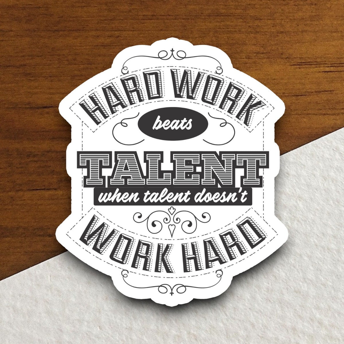 Maneki Hard Work Beats Talent Sticker, Funny Stickers, Laptop Stickers ...
