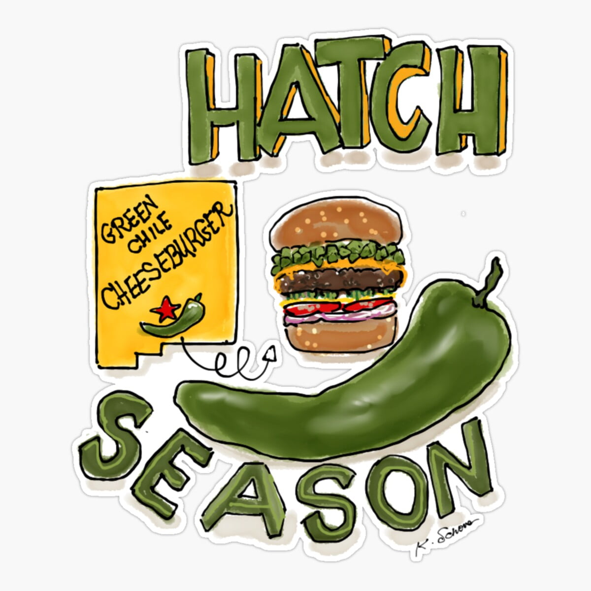 Maneki Hatch Chile Season! Sticker, Phone Decal Water Bottle Stickers ...