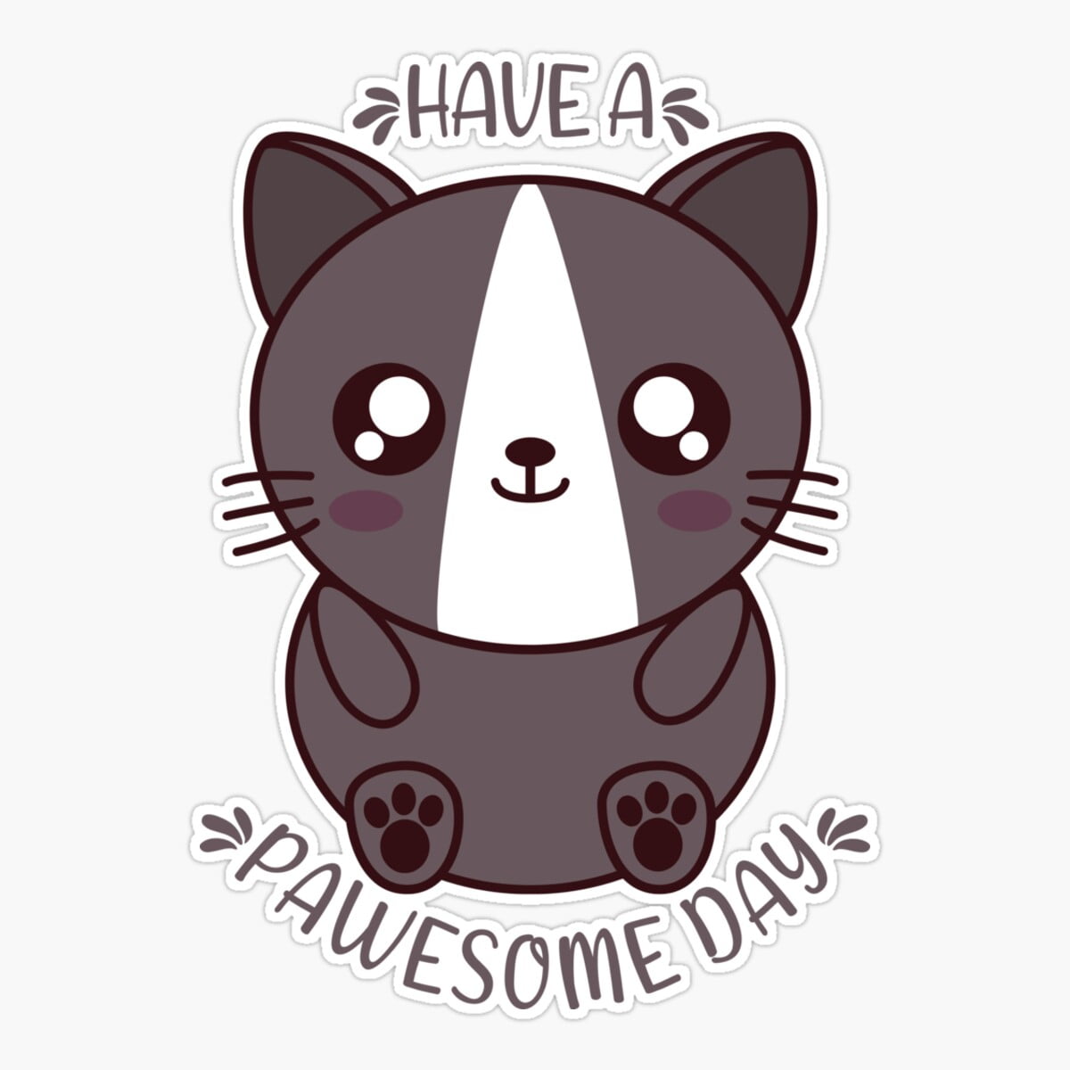 Maneki Have A Pawesome Day Kawaii Cat Sticker, Phone Decal Water Bottle ...