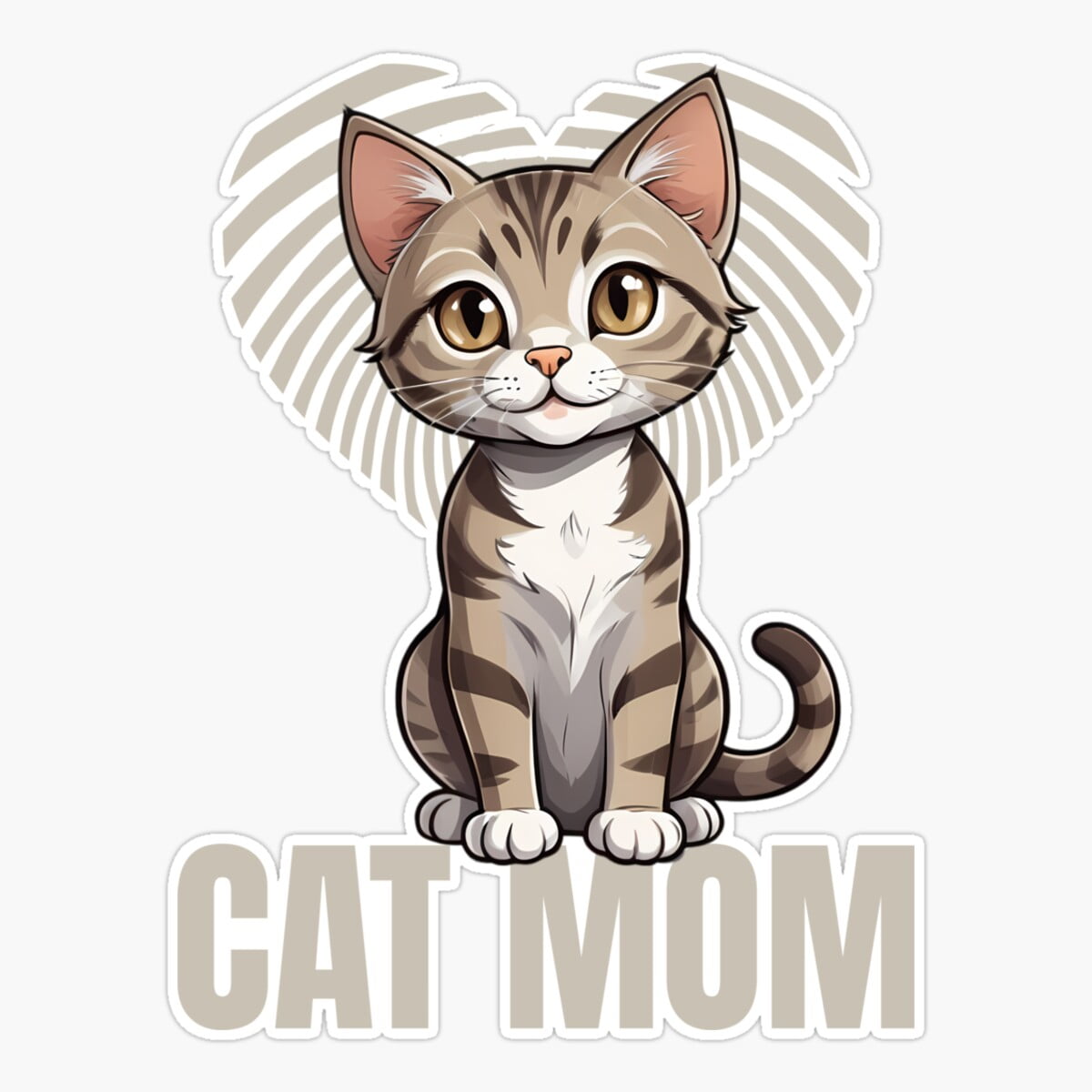 Maneki Heart Cat Mom Sticker, Phone Decal Water Bottle Stickers Car ...