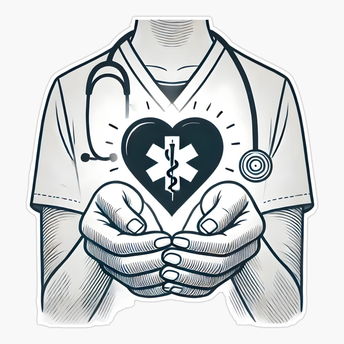 Maneki Heartfelt Healthcare Worker Illustration With Medical Symbol Er ...