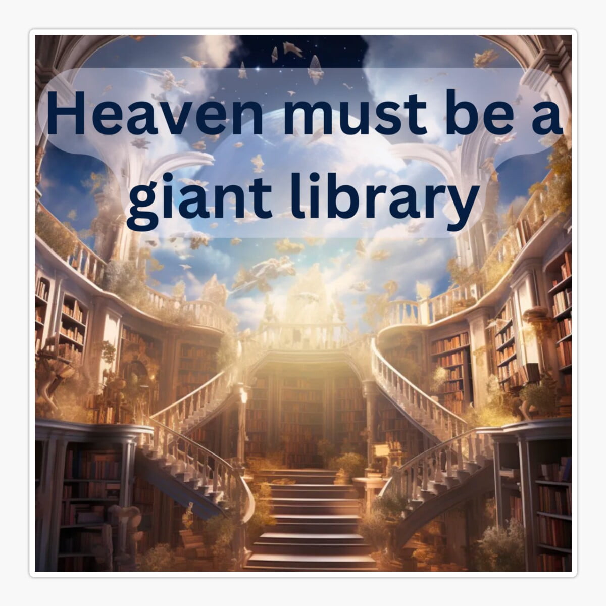 Maneki Heaven Must Be A Giant Library Sticker, Phone Decal Water Bottle ...