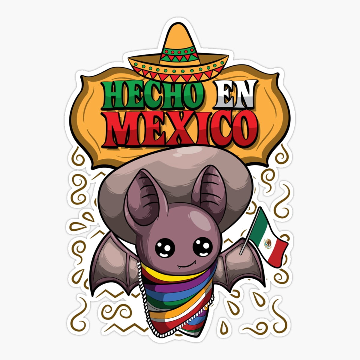 Maneki Hecho En Mexico - Mexican Ree-Tailed Bat Sticker, Phone Decal ...