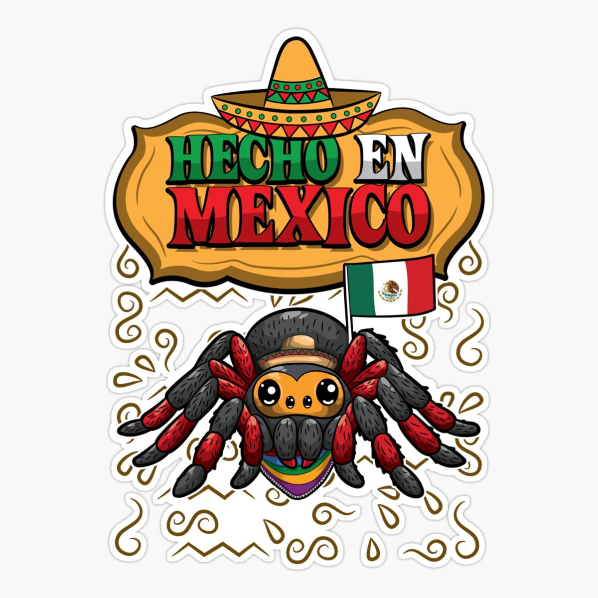 Maneki Hecho En Mexico - Redknee Tarantula - Mexican Sticker, Phone ...