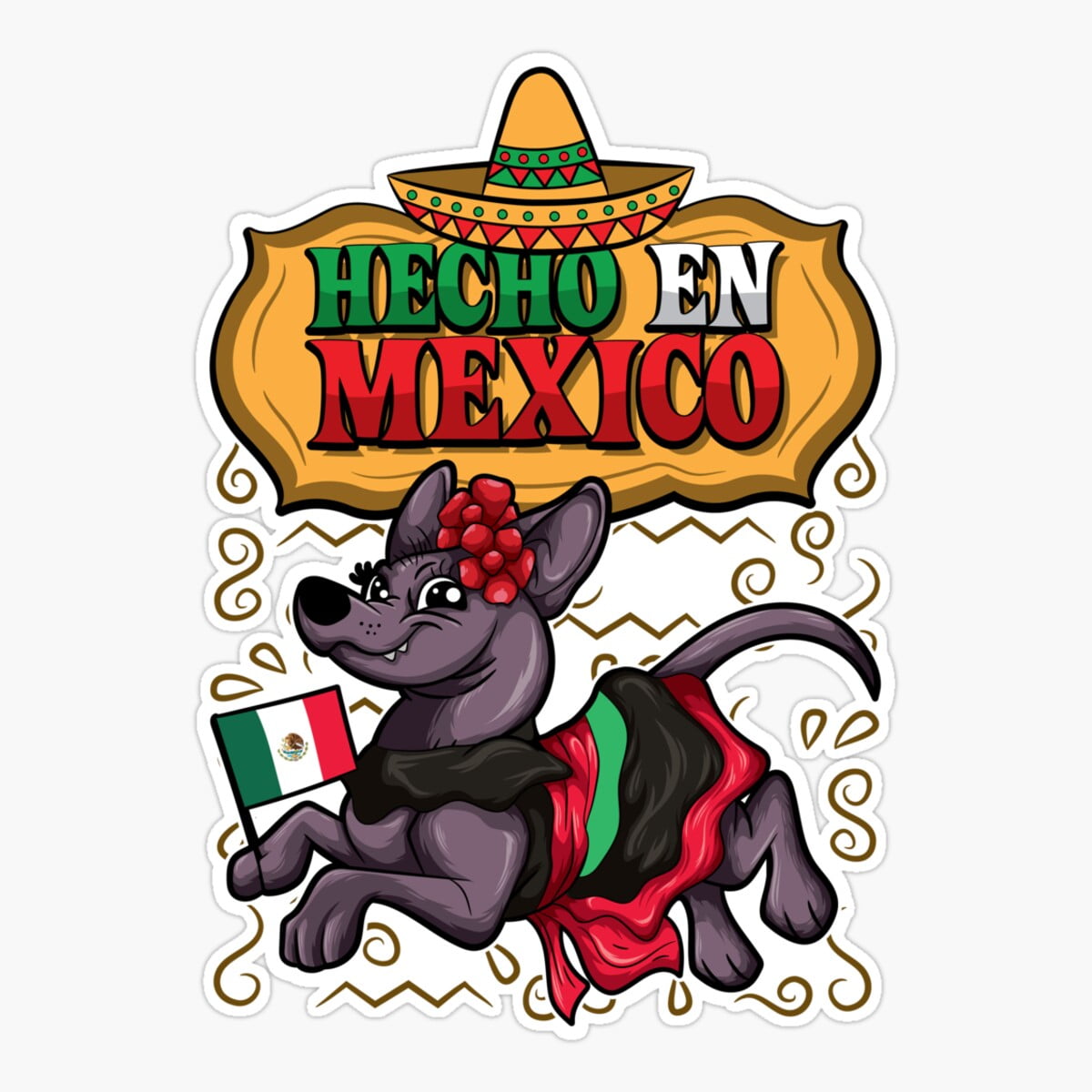 Maneki Hecho En Mexico - Xoloitzcuintli Dog - Mexican Sticker, Phone ...