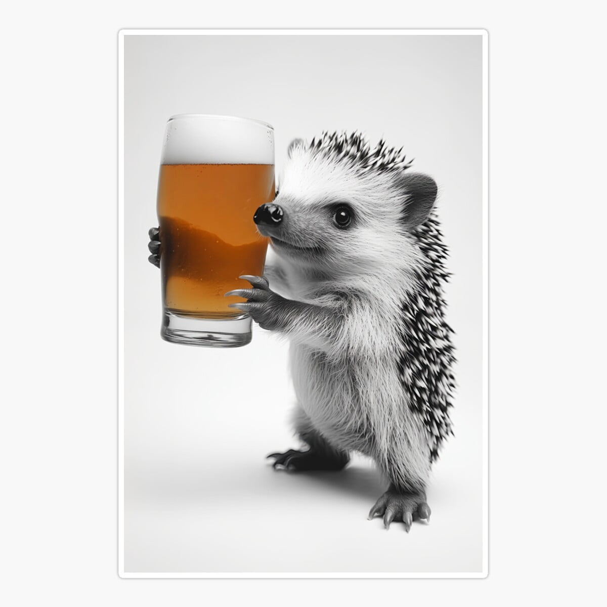 Maneki Hedgehog Beer, Unny Humor Art Sticker, Phone Decal Water Bottle ...