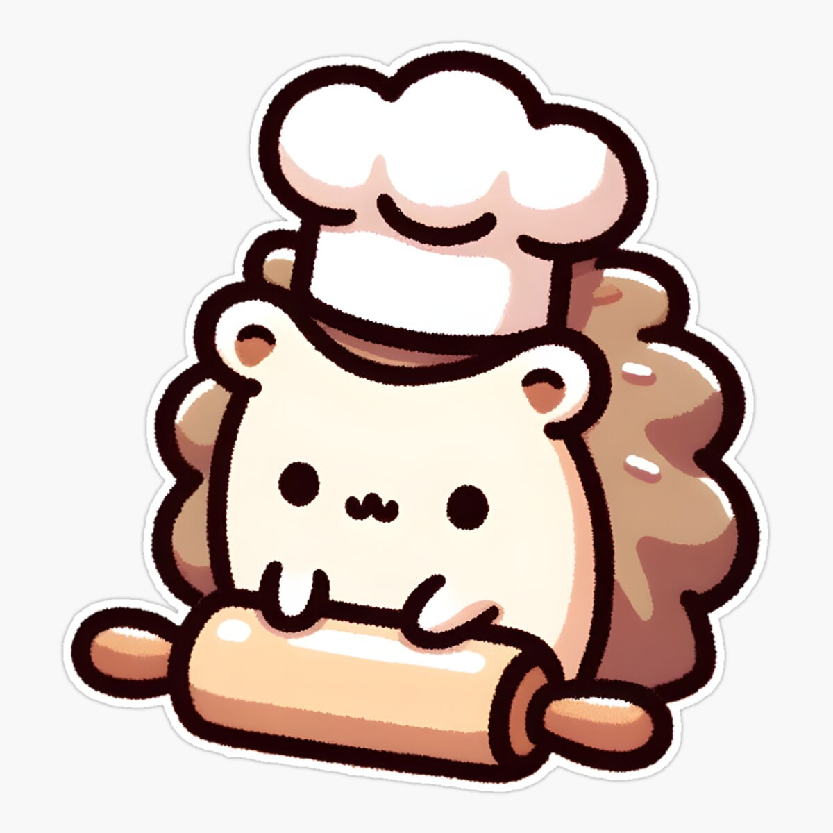 Maneki Hedgehog Che Rolling Out Culinary Delights Sticker, Phone Decal ...