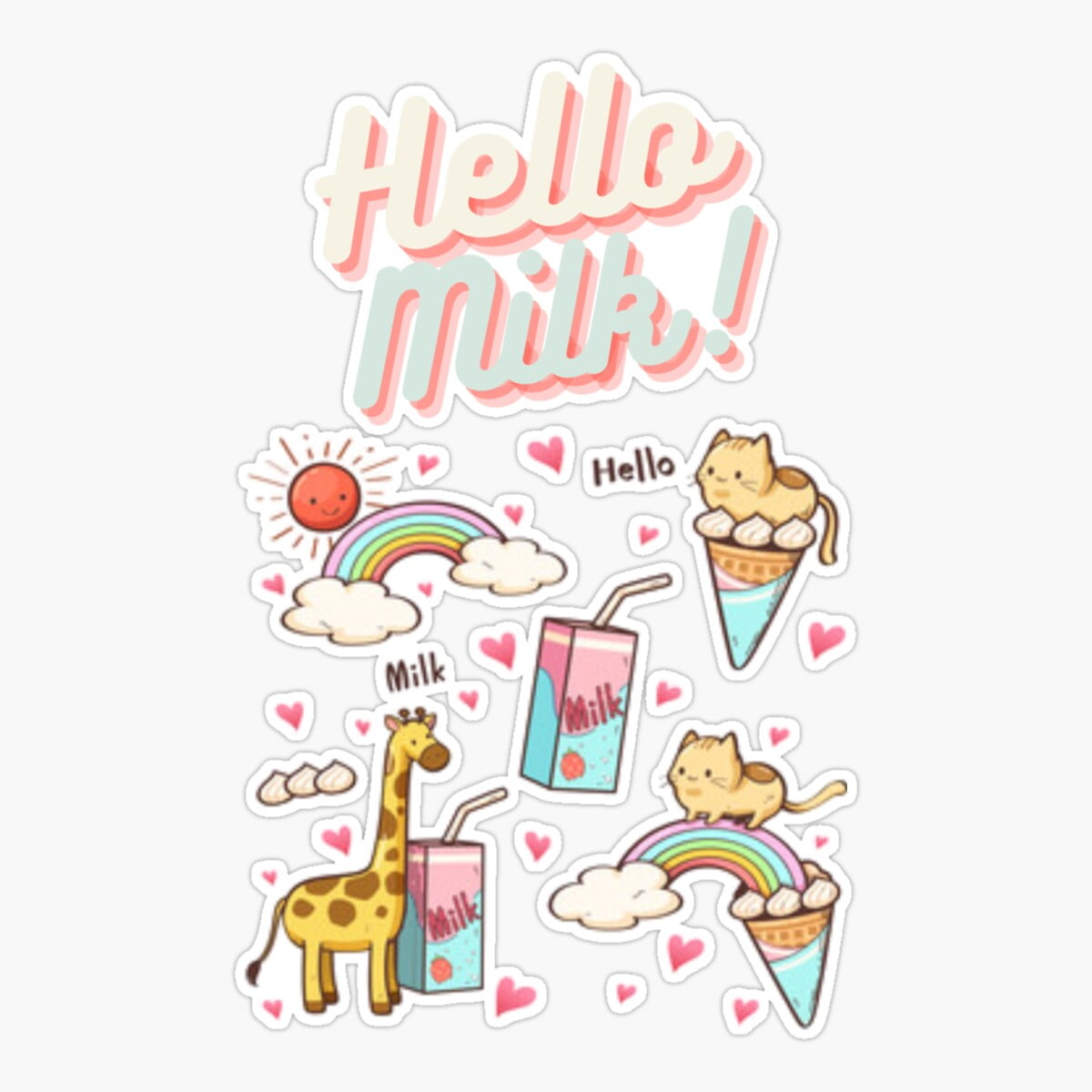 Maneki Hello Milk- Funny Cute Milk Design- Milk Lovers. Er, Phone Decal ...