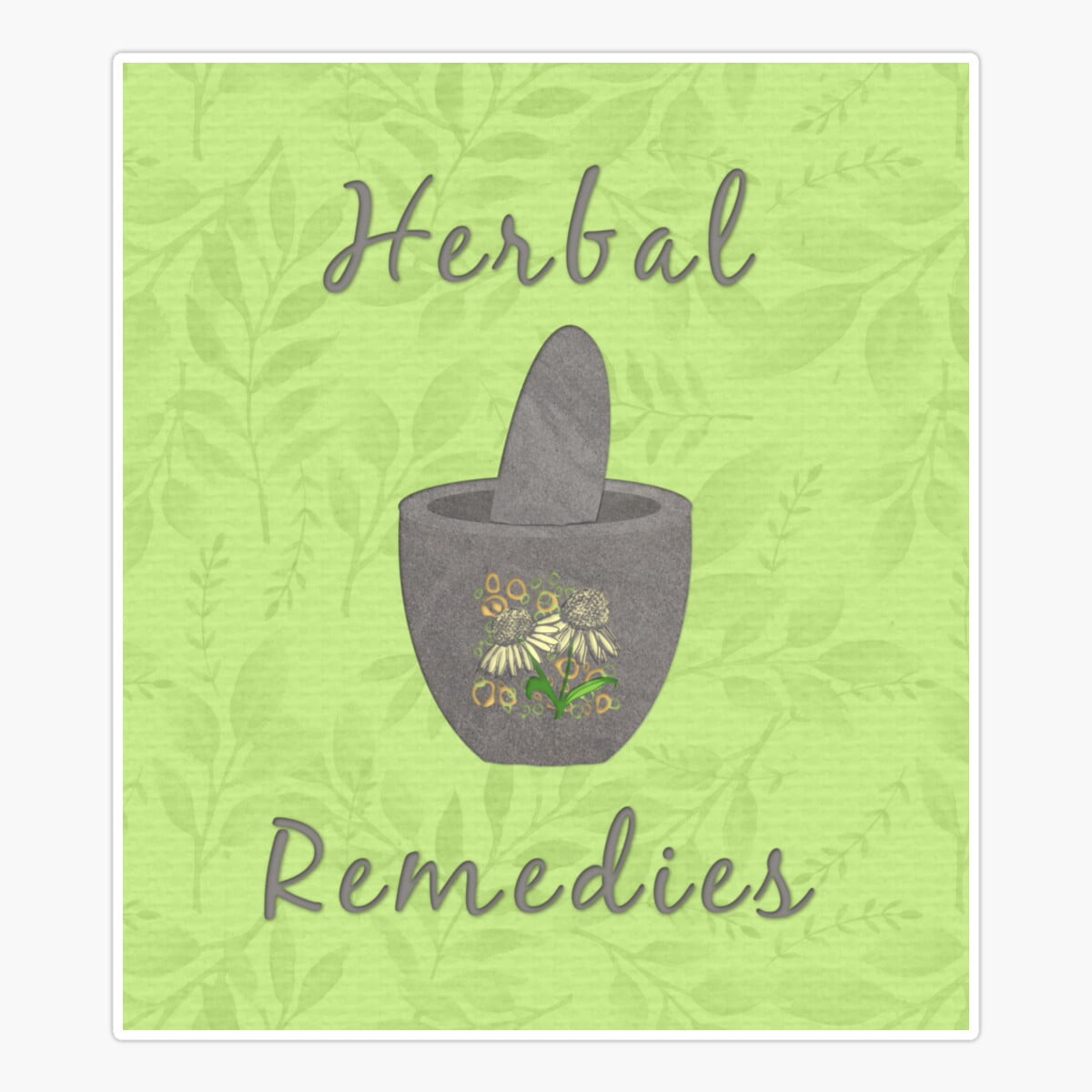 Maneki Herbal Remedies Mortar And Pestle Sticker, Phone Decal Water ...