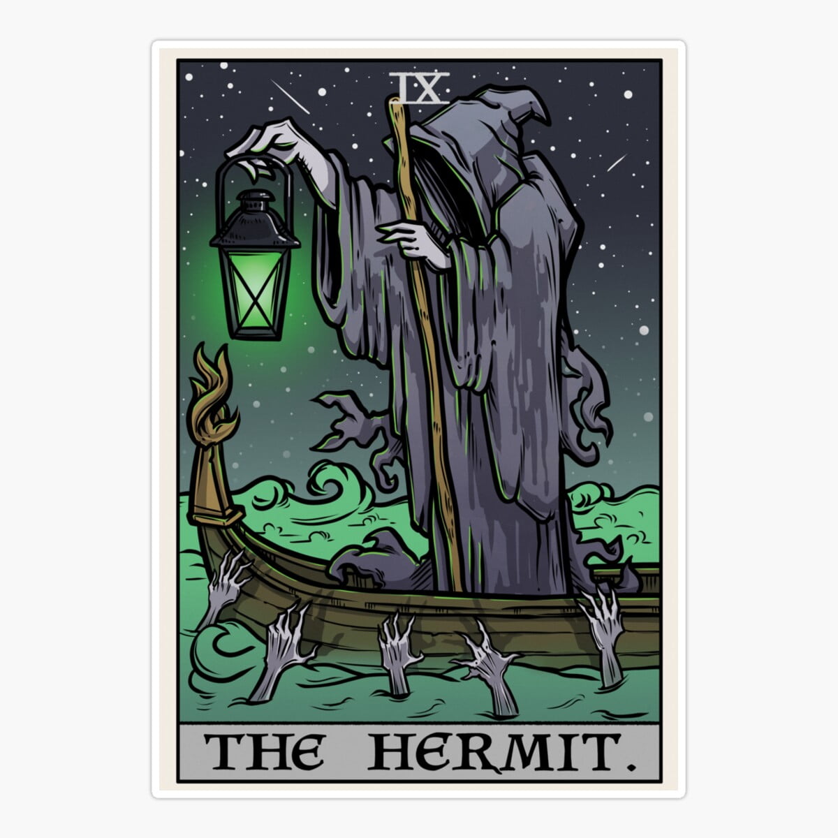 Maneki The Hermit Tarot Card Gothic Halloween Psychopomp Grim Reaper ...