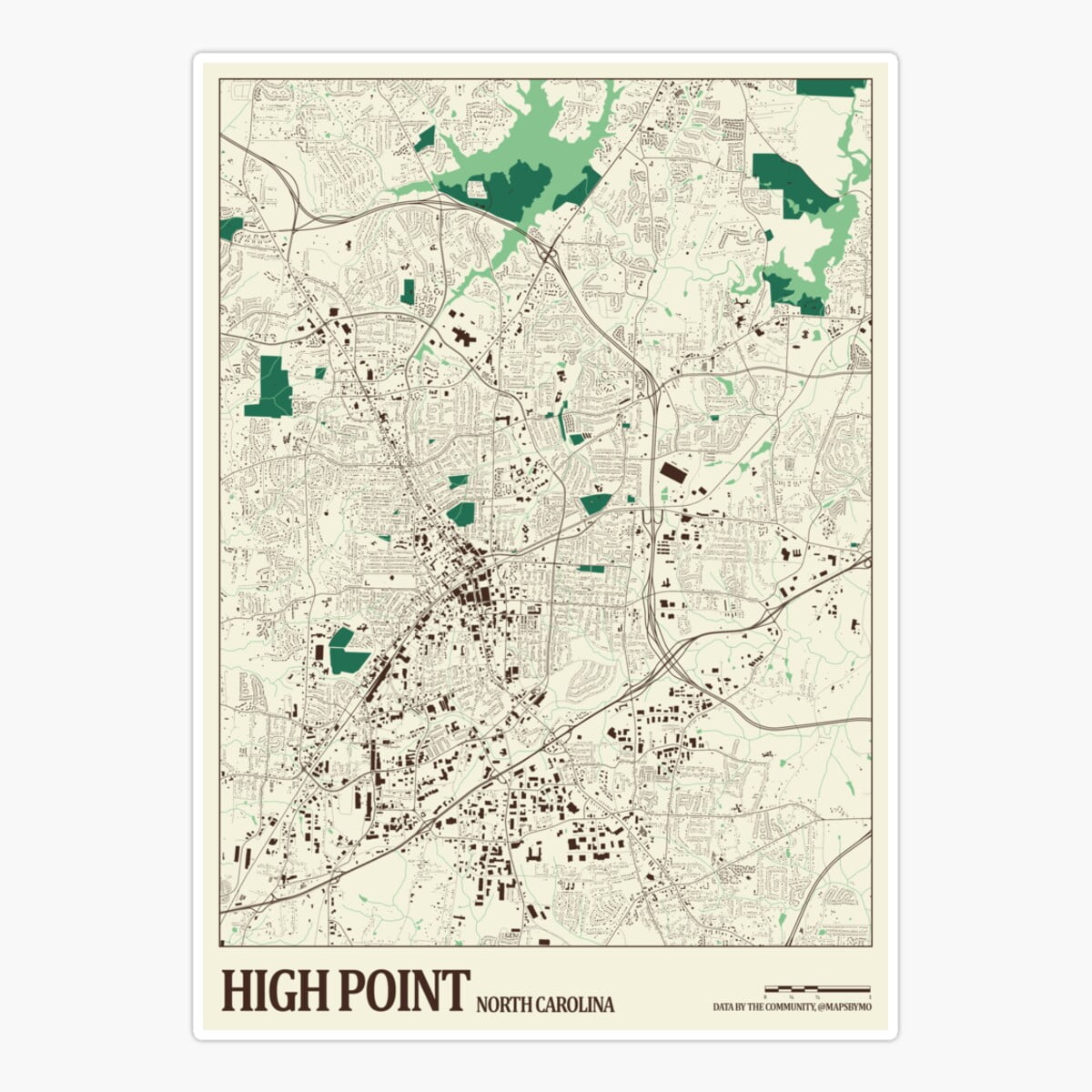 Maneki High Point Street Map Sticker, Phone Decal Water Bottle Stickers ...