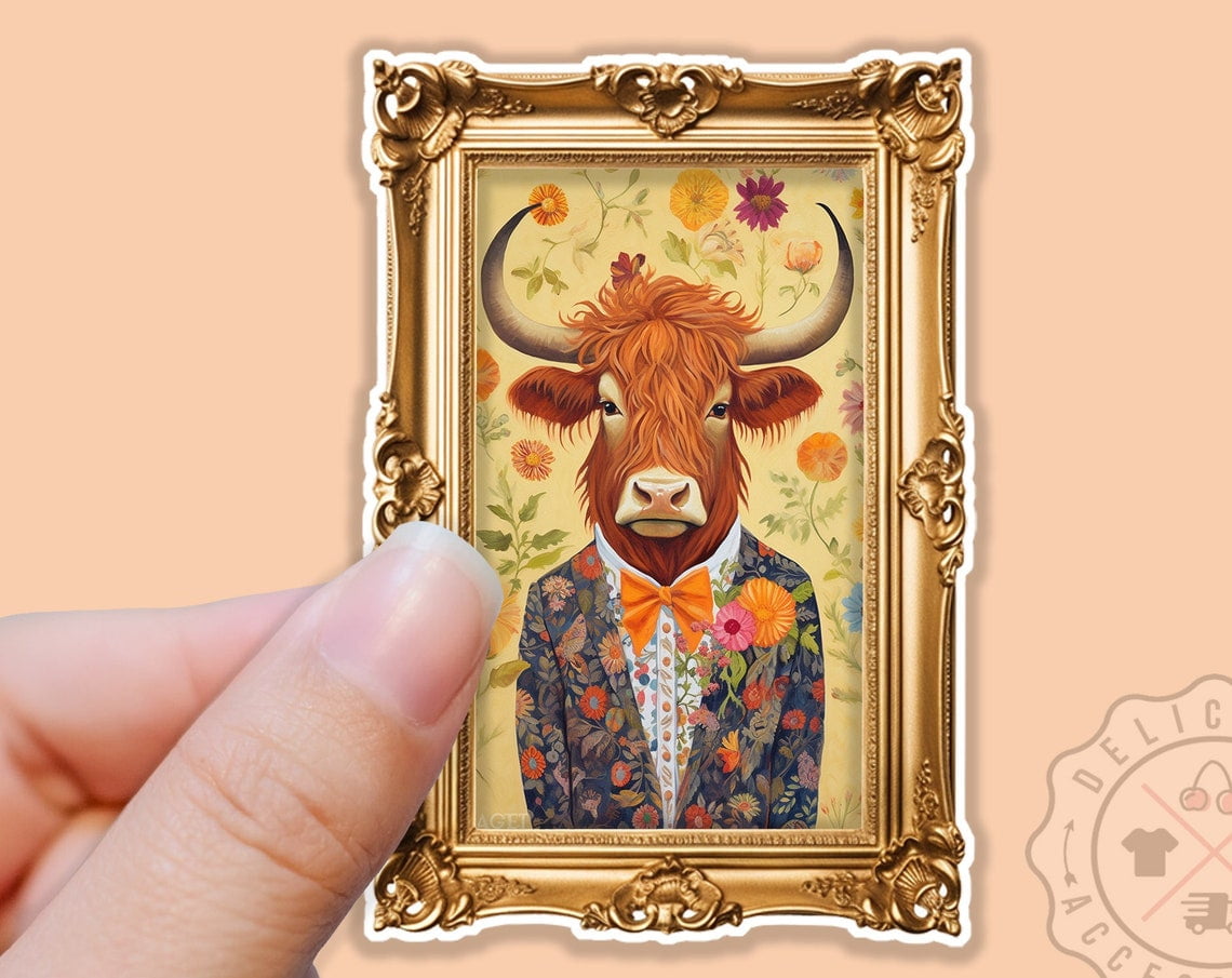 Maneki Highland Cow Er For Highland Cow Lovers, Highland Cow Portrait ...