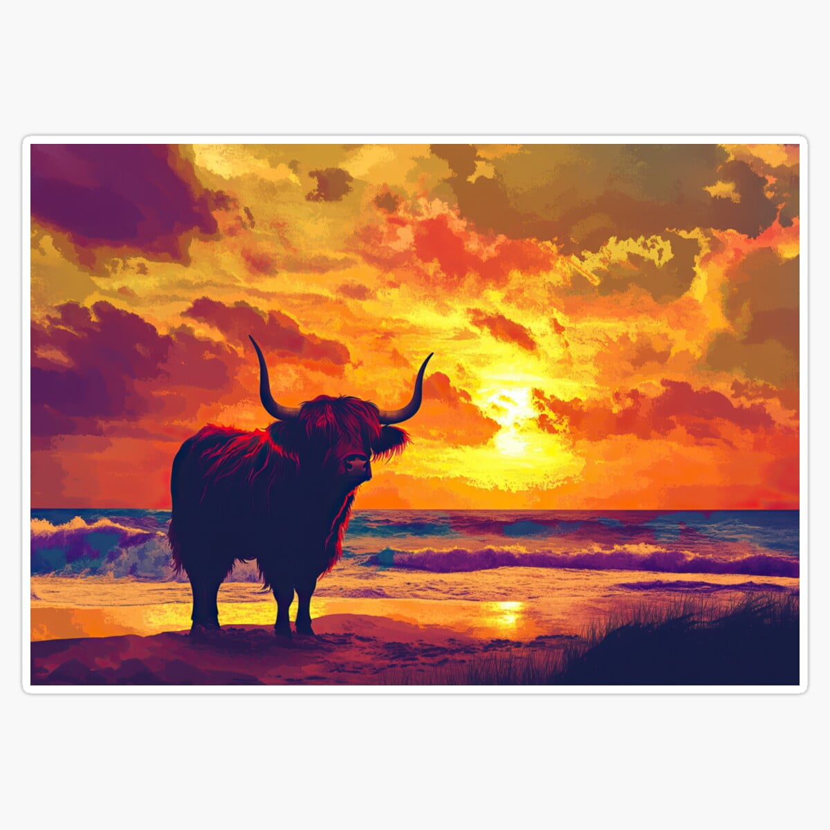 Maneki Highland Cow Er, Phone Decal Water Bottle Stickers Car Decals ...