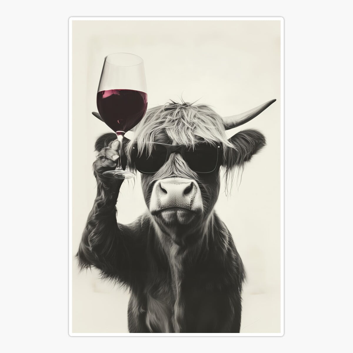 Maneki Highland Cow Red Wine, Unny Alcohol Humor Sticker, Phone Decal ...