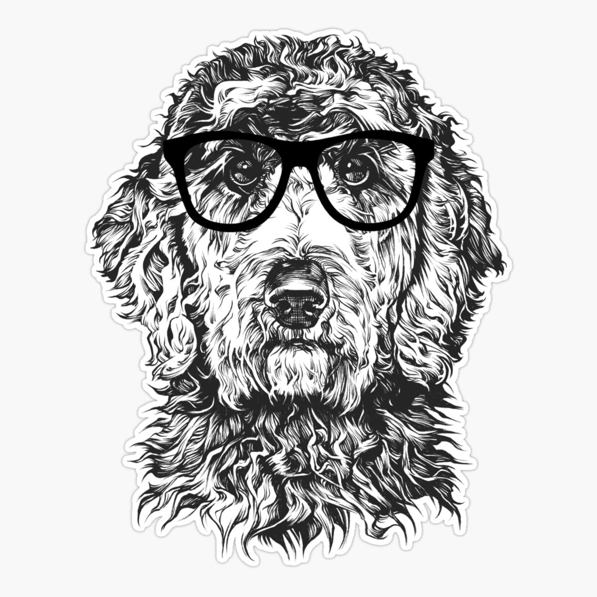 Maneki Hipster Doodle Dog Line Drawing Er, Phone Decal Water Bottle ...
