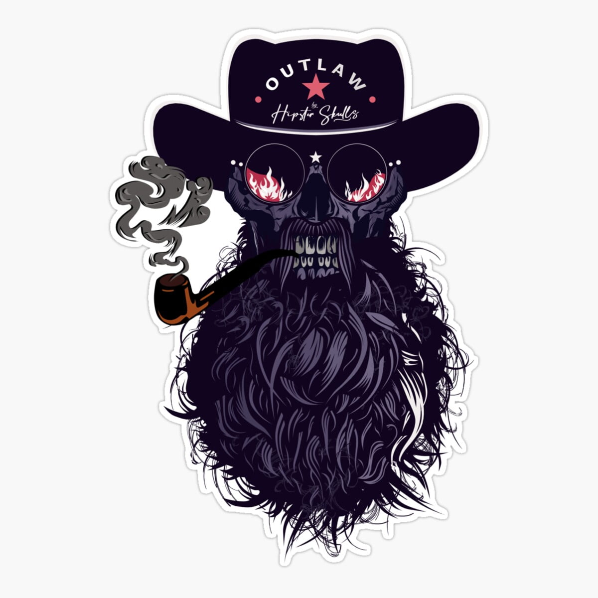 Maneki Hipster Skulls Outlaw Skull Head O Death Western Beard Mustache ...