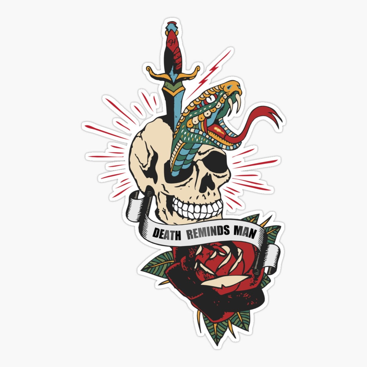 Maneki Hipster Skulls Skull Rose Lower Tattoo Old School Snake Dagger ...