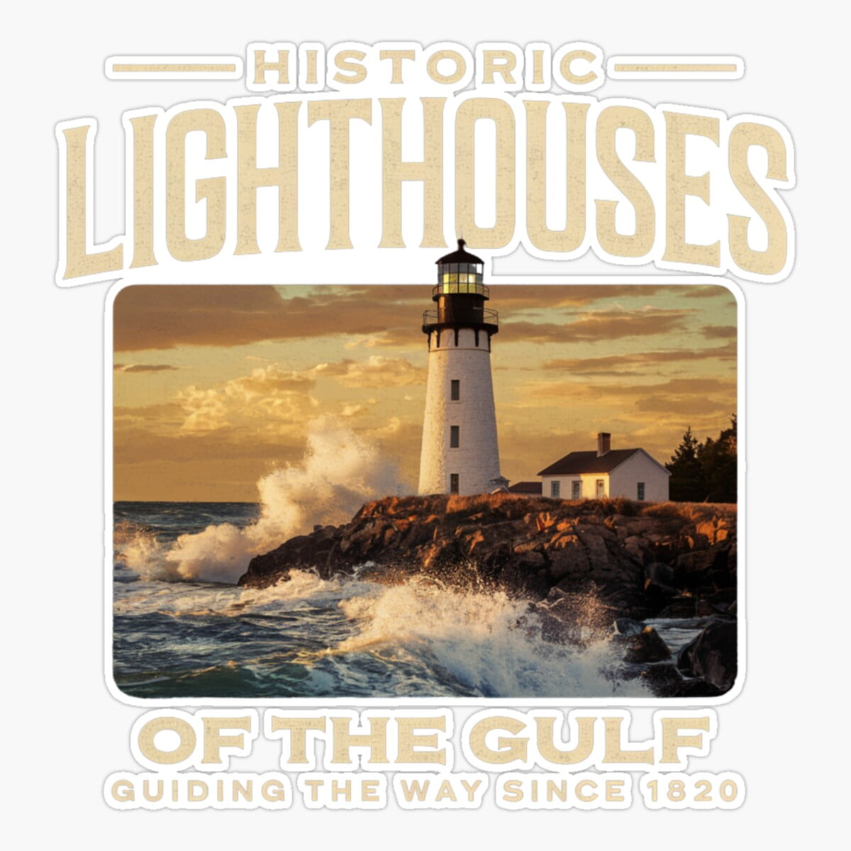 Maneki Historic Lighthouses O The Gul Sticker, Phone Decal Water Bottle ...