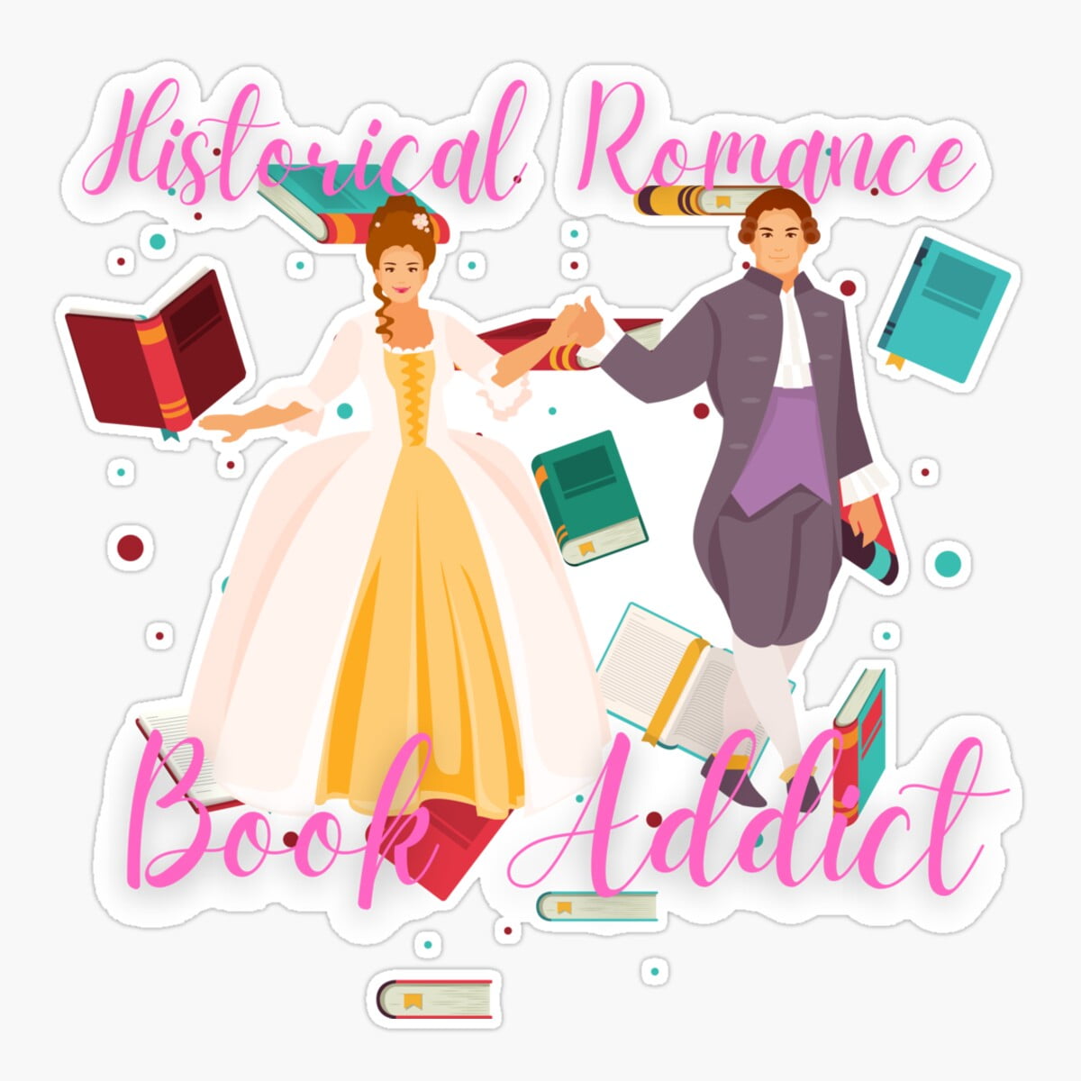 Maneki Historical Romance Book Addict Un Print Sticker, Phone Decal ...