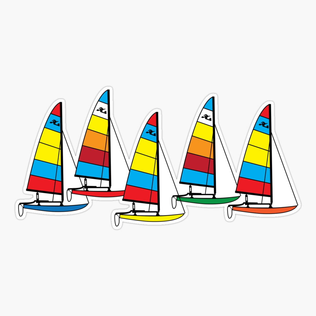 Maneki Hobie 14 Catamaran Sailboats Racing Sticker, Phone Decal Water ...