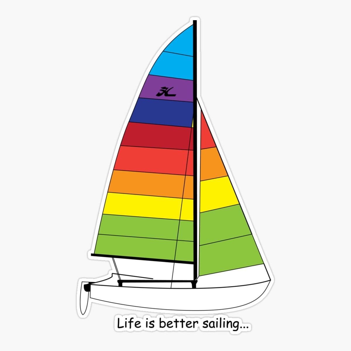 Maneki Hobie 16 Catamaran Sailboat - Life Is Better Sailing Sticker ...