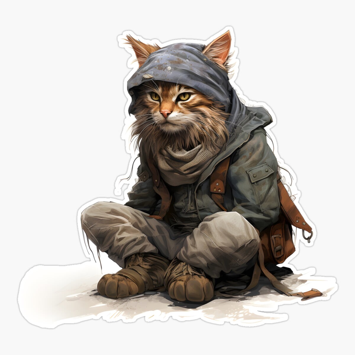 Maneki Hobo Cat Sticker, Phone Decal Water Bottle Stickers Car Decals ...