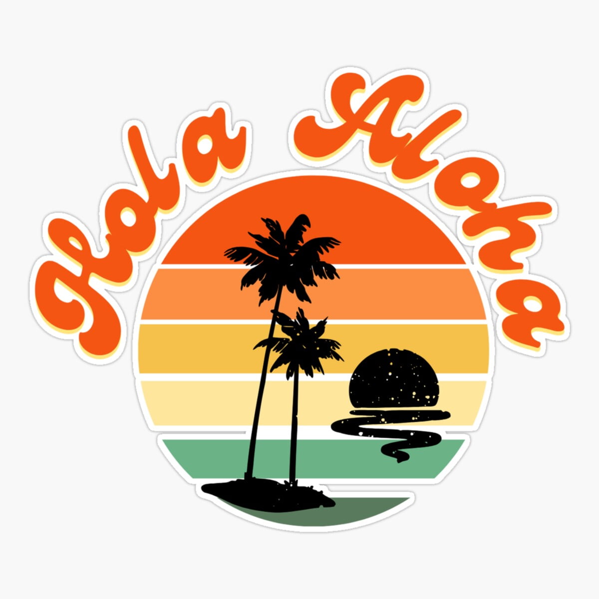 Maneki Hola Aloha Sunset Sunrise Sticker, Phone Decal Water Bottle ...