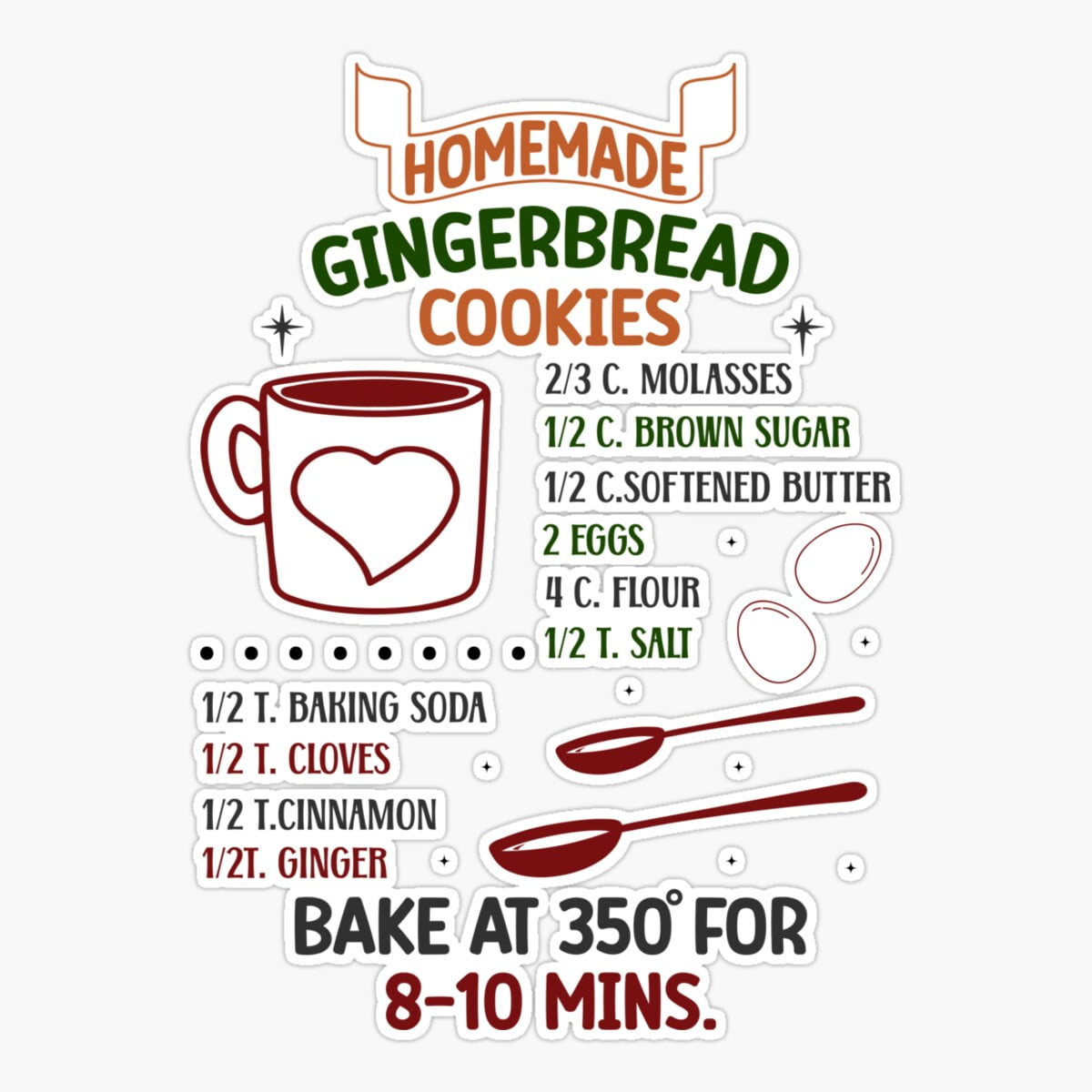 Maneki Homemade Gingerbread Recipe Sticker, Phone Decal Water Bottle ...