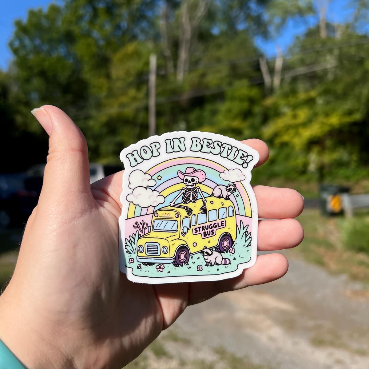 Maneki Hop In Bestie Struggle Bus Sticker, Sticker, Anxiety Sticker ...