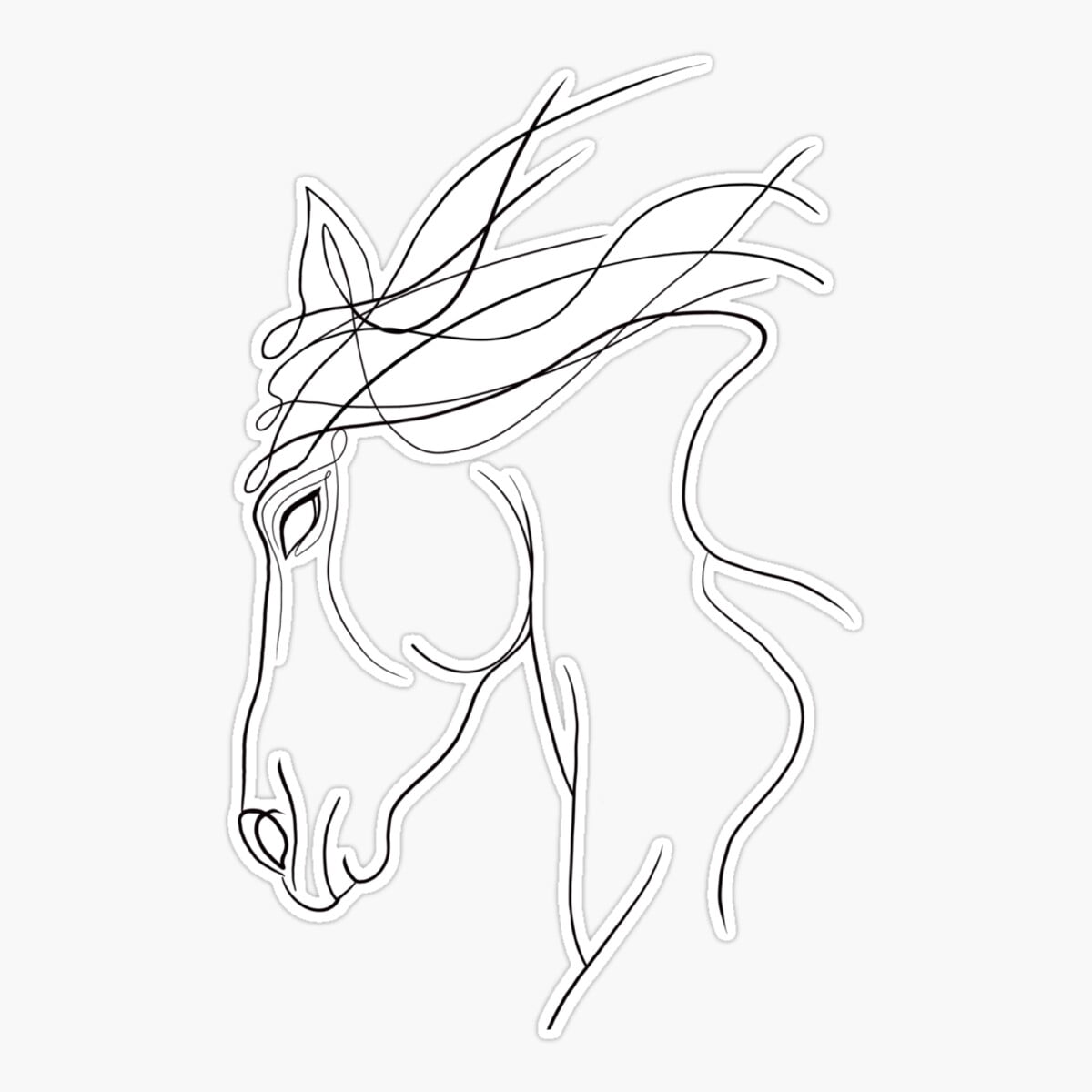 Maneki Horse Line Art Er, Phone Decal Water Bottle Stickers Car Decals ...