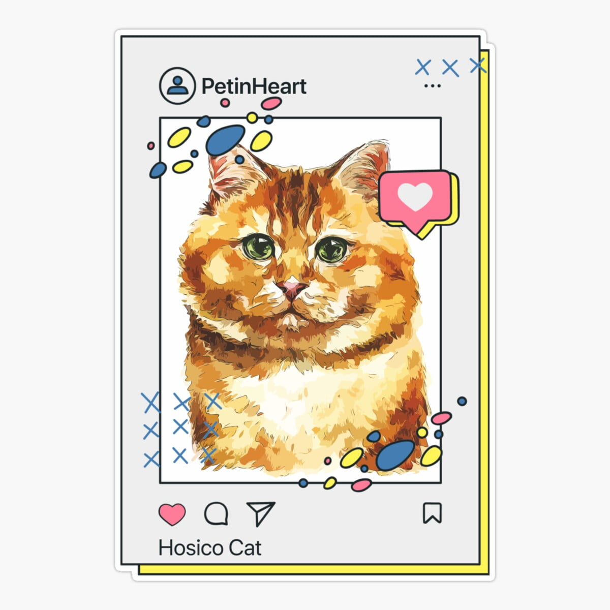 Maneki Hosico Cat Breed Watercolor Item-24 By Petinheart Sticker, Phone ...
