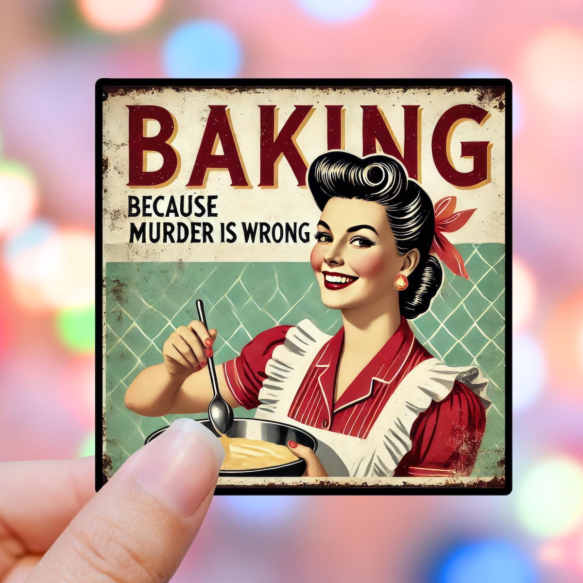 Maneki Hostess Gift, Baking Because Murder Is Wrong Sticker, Funny ...