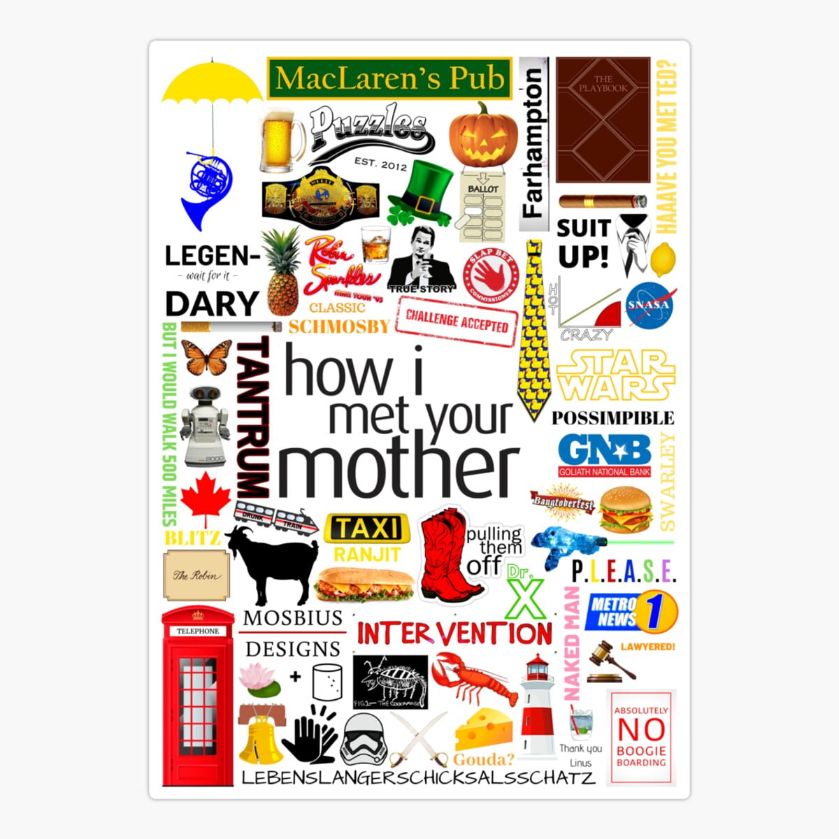 Maneki How I Met Your Mother Collage Poster Iconographic - Infographic ...