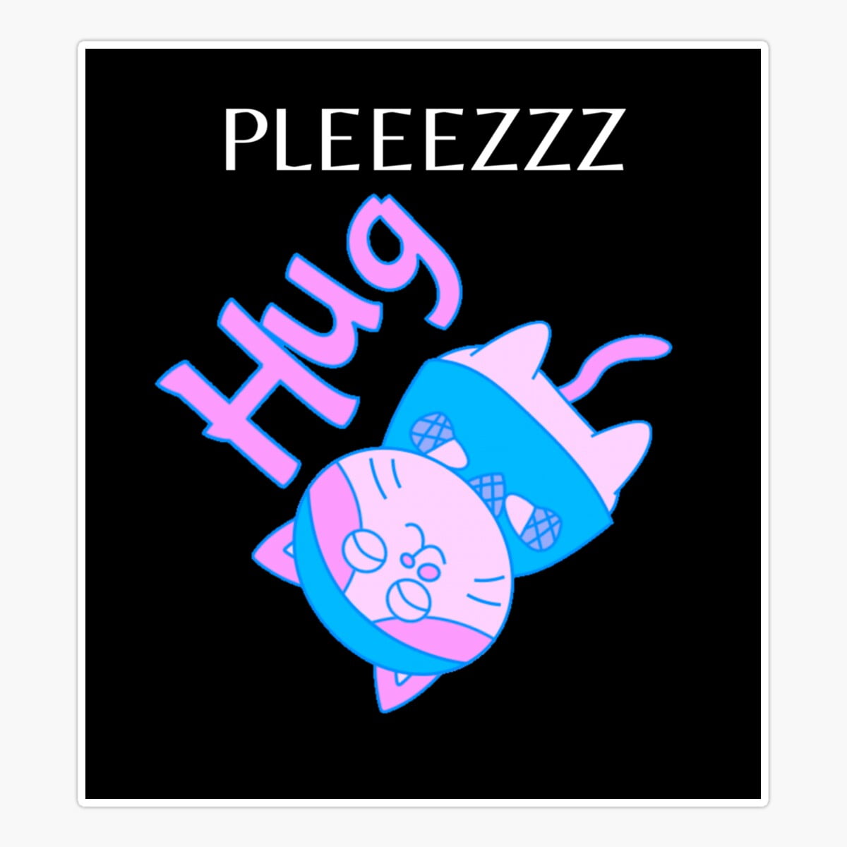 Maneki Hug Me Cat By Komycat Sticker, Phone Decal Water Bottle Stickers ...