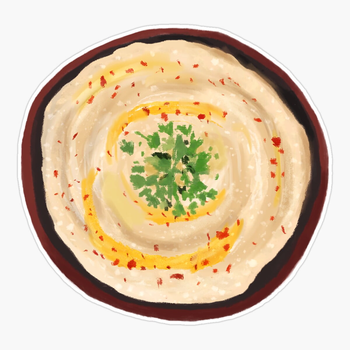 Maneki Hummus Dip - Digital Illustration Sticker, Phone Decal Water ...